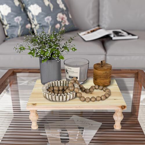 Decorative Wooden Display Riser, Farmhouse Wood Rectangle - Natural ...