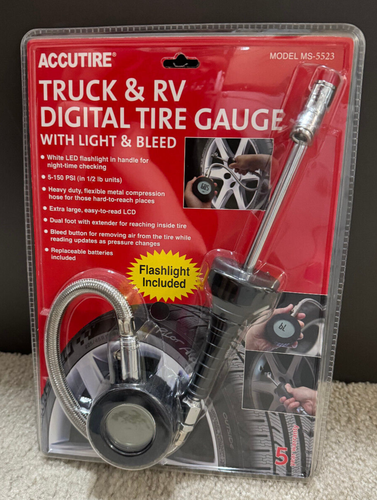 Accutire Heavy Duty Digital Truck Gauge w/ Bleed, Flashlight, LCD ...
