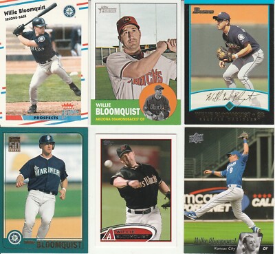 20 + different WILLIE BLOOMQUIST cards lot RC 2000 - 2013 Mariners ...