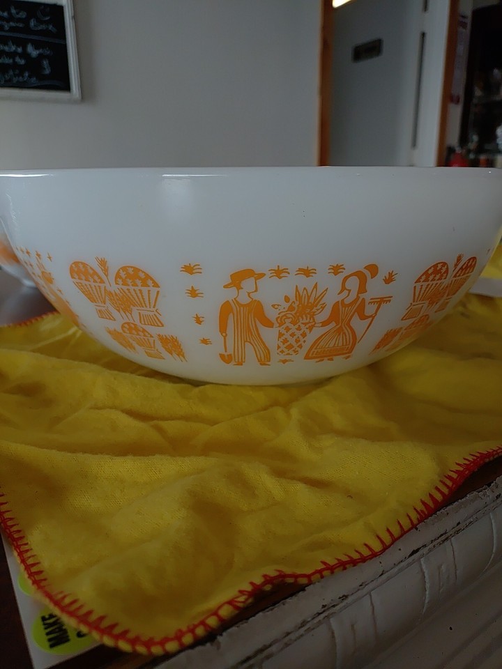 Vintage Rare 1965 Pyrex Pumpkin Butterprint 4qt Mix bowl #444 | eBay