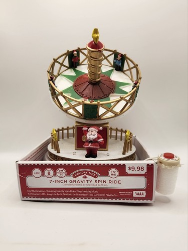 Holiday Time Gravity Spin Ride Christmas Decor Santa Claus Star Red ...