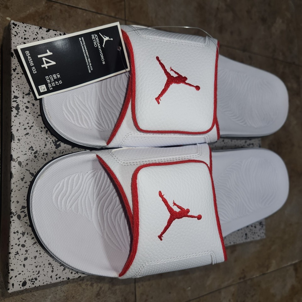 Nike Air Jordan Hydro 3 Retro Slides White University Red 854556 103 ...
