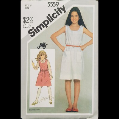 Vintage Simplicity Girls' Jiffy Sundress/Jumper Pattern #5559 Size 10 ...