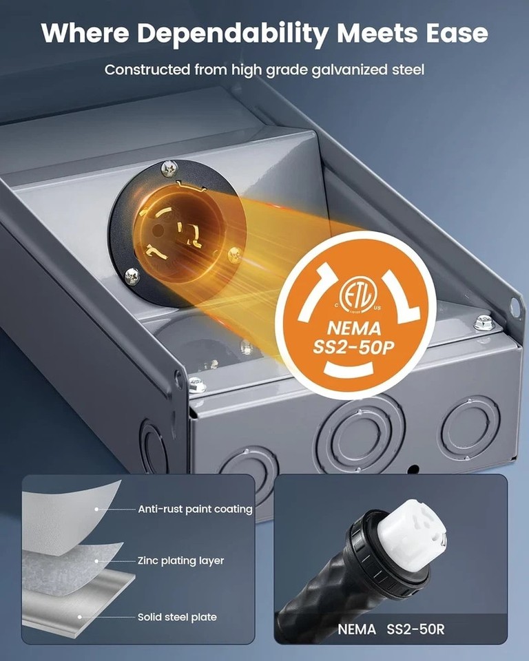 50 Amp Generator Power Inlet Box, NEMA SS2-50P Generator Box for 3 ...