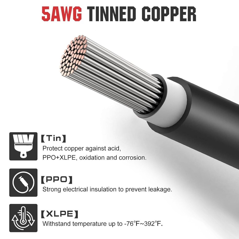 2AWG 5AWG 9AWG Battery Cable Battery Accessories M5 M8 Terminal Pure ...