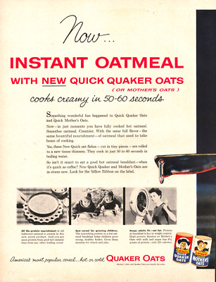 Quaker Oats Instant Oatmeal Cereal Mother's Oats MCM Vintage Print Ad ...