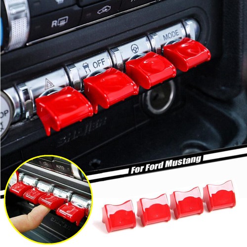 4X Red Dashboard Navigation Switch Button Cover Trim For 2015-2022 Ford ...