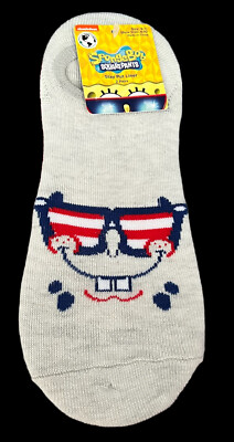 Spongebob Squarepants Stay Put Liner Socks 2 Pairs Shoe Size 4-10 Sock ...