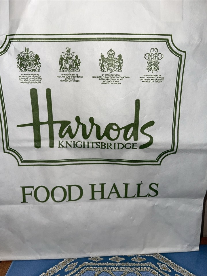 Rare Vintage Harrods Knightsbridge Food Halls PAPER BAG Giftbag ...