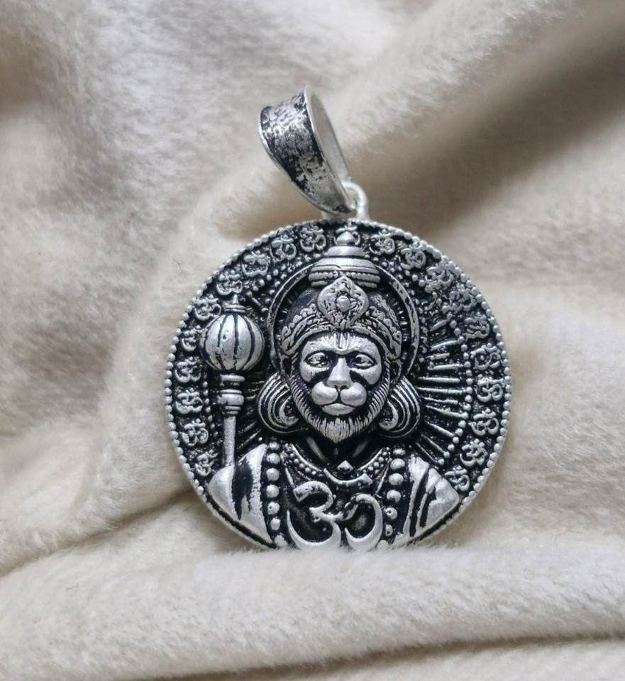 Handmade 925 Silver Hanuman Ji Pendant Hallmark Verified, Blessings ...