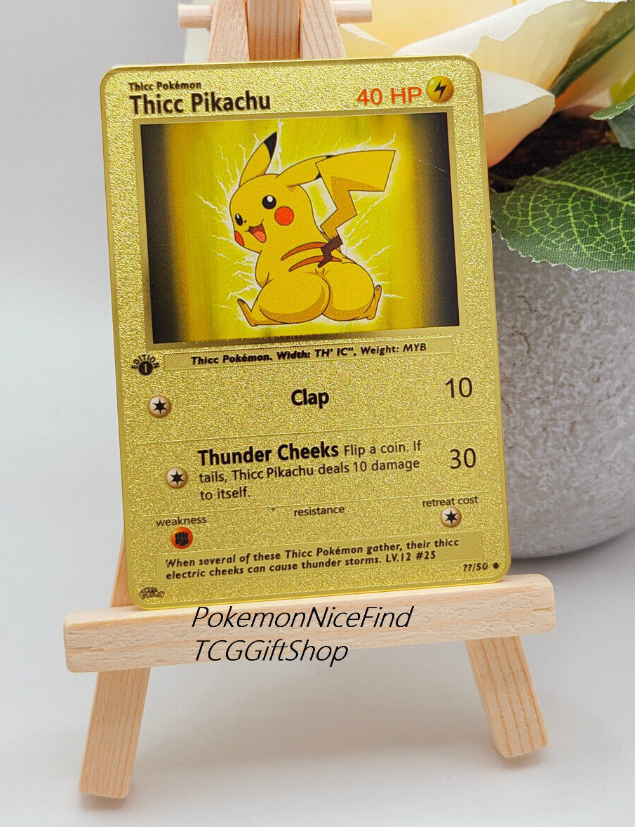 Thicc Pikachu/Charizard/Blastoise/Venusuar Gold Pokemon Metal Card ...