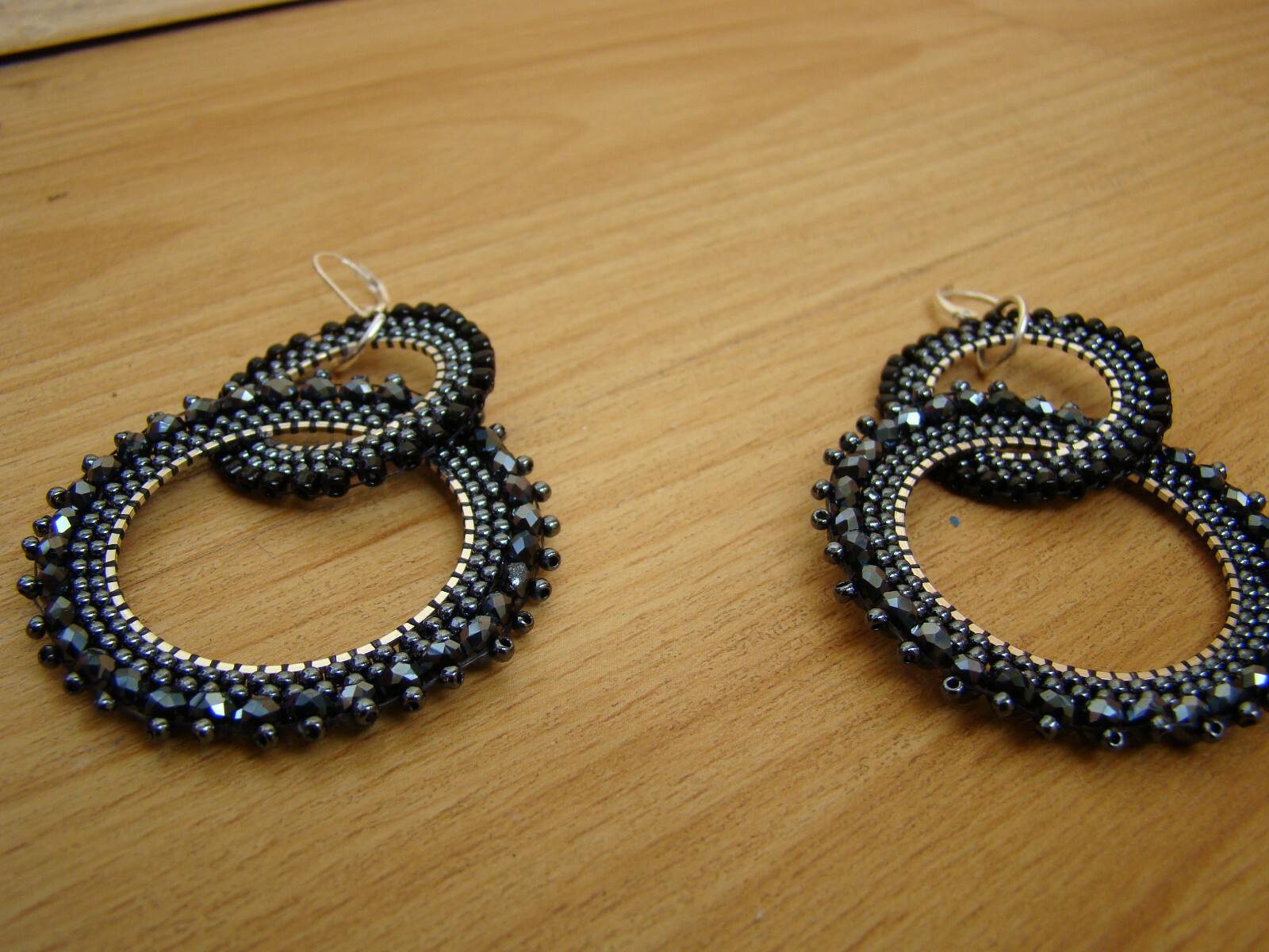 Earrings,handmade,black,Toho beads,beads Rondelle,jewelry, silver ...