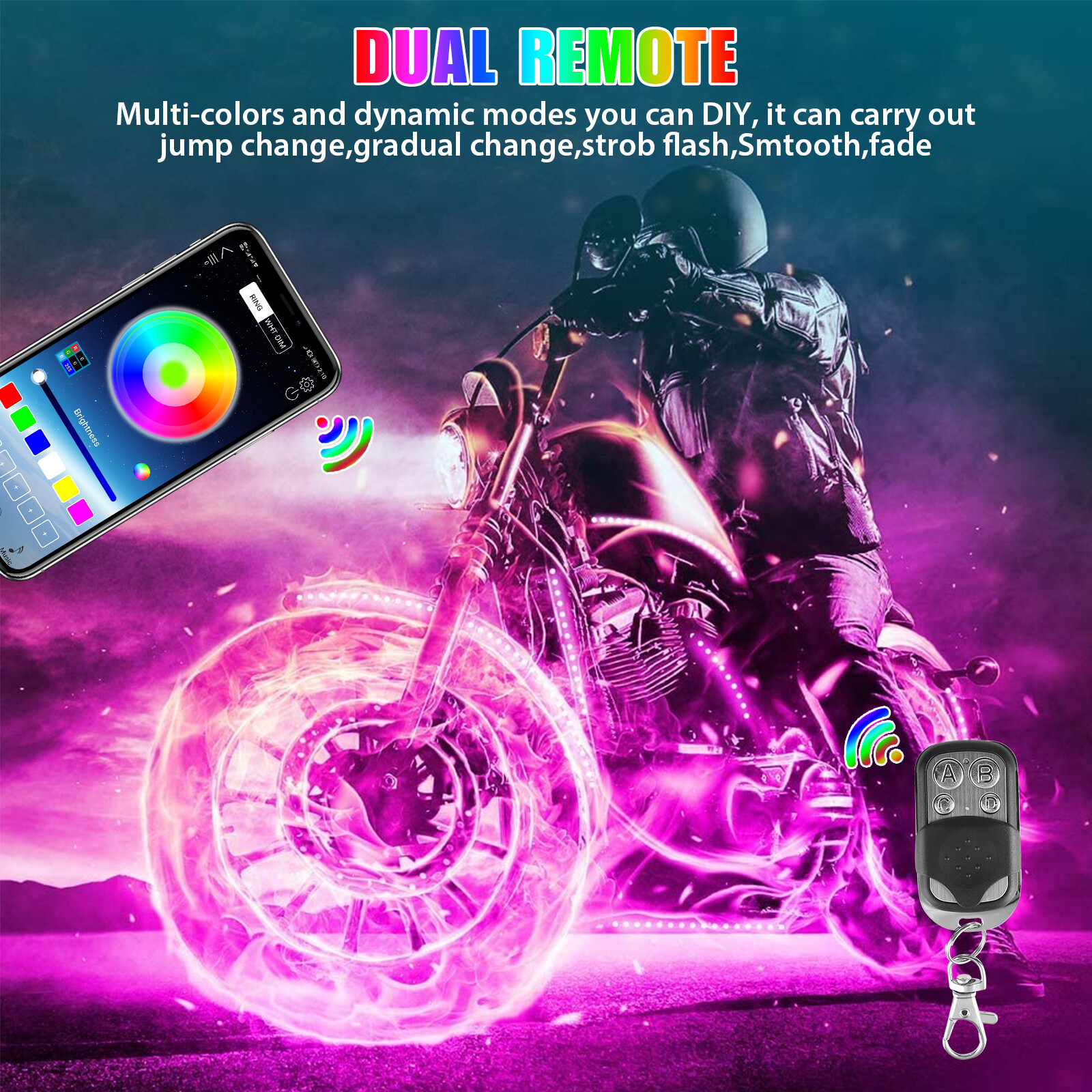 14Pcs Motorcycle LED Underglow Light Neon RGB Lamp Strip Kit For Harley ...