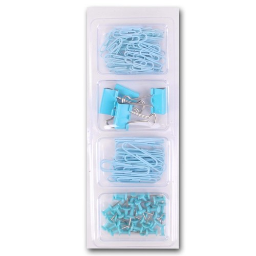104Pc STATIONARY SET Paper/Binder Clips Push Pins Folding/Filing Office ...