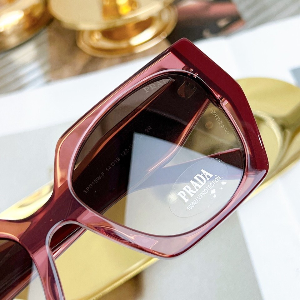 Prada Women Sunglasses Cateye Designer PR15WS Jelly Red Frame Brown ...