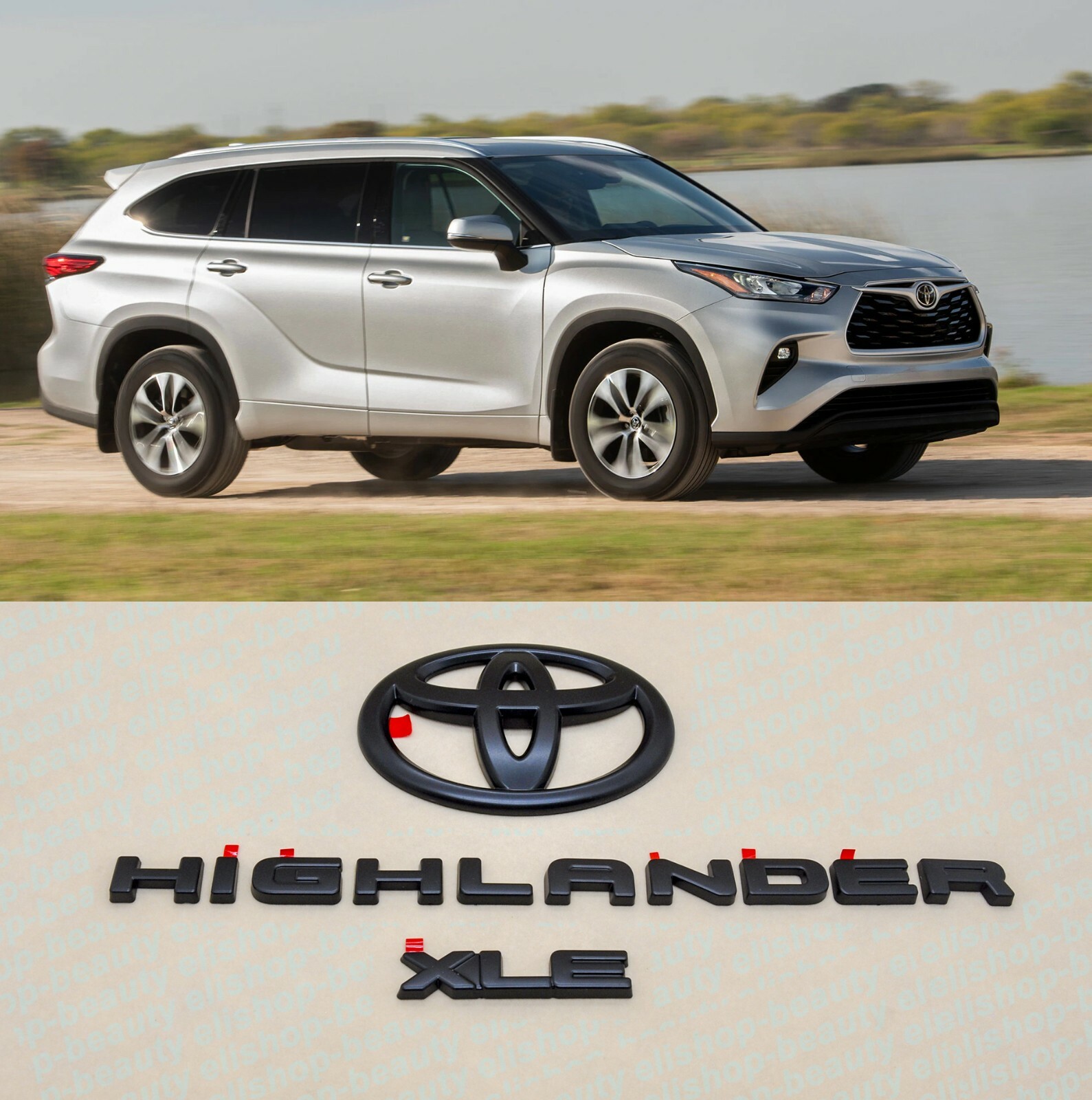 Matte Black out 2020-2022 Highlander XLE Overlay Emblem Kit PT948-48202 ...