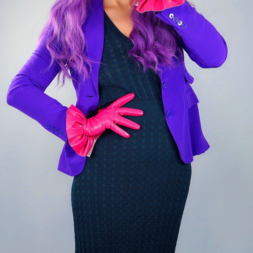 RUFFLE GLOVES 25cm 10" Wrist Short Faux Leather Aqua Robin Blue Mint ...