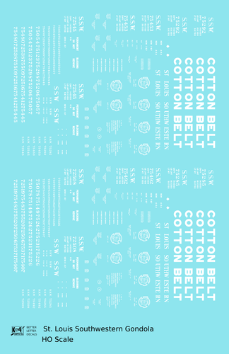 K4 HO Scale Decals Cotton Belt SSW Gondola White | eBay