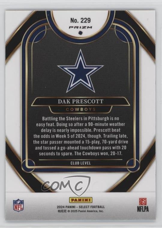 2024 Panini Select Club Level Silver Prizm Dak Prescott #229 10vb | eBay
