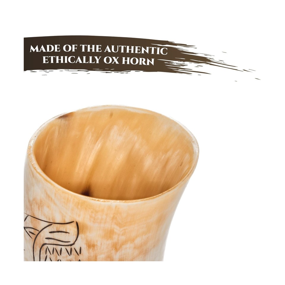 Trondebal Viking Drinking Horn Mugs Set of 4, Natural Ox Horn Cups ...