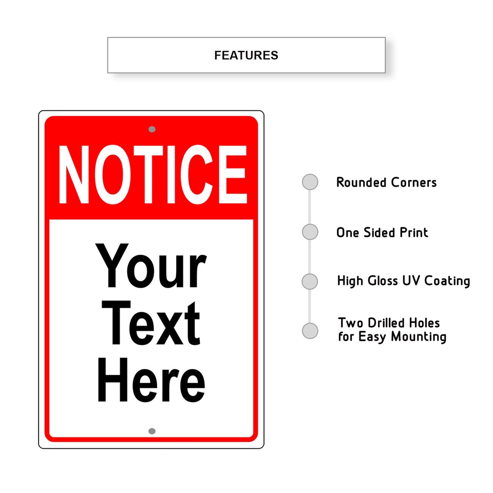 Notice Custom Warning Novelty Wording Sign Personalized Text Aluminum ...