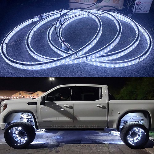 15.5'' Dual Row Double Side LED White Wheel Lights For Truck Car Plug ...