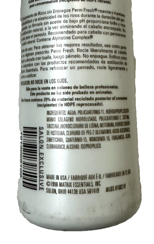 Matrix Essentials Perm Fresh Leave-In Treatment Spray 13.5 OZ HTF | eBay