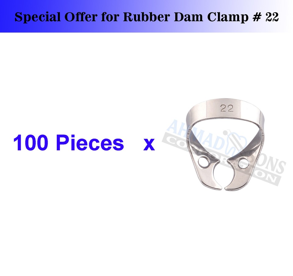 100 PCS Dental Rubber Dam Clamps Endodontics Ivory Retractors Premolar ...