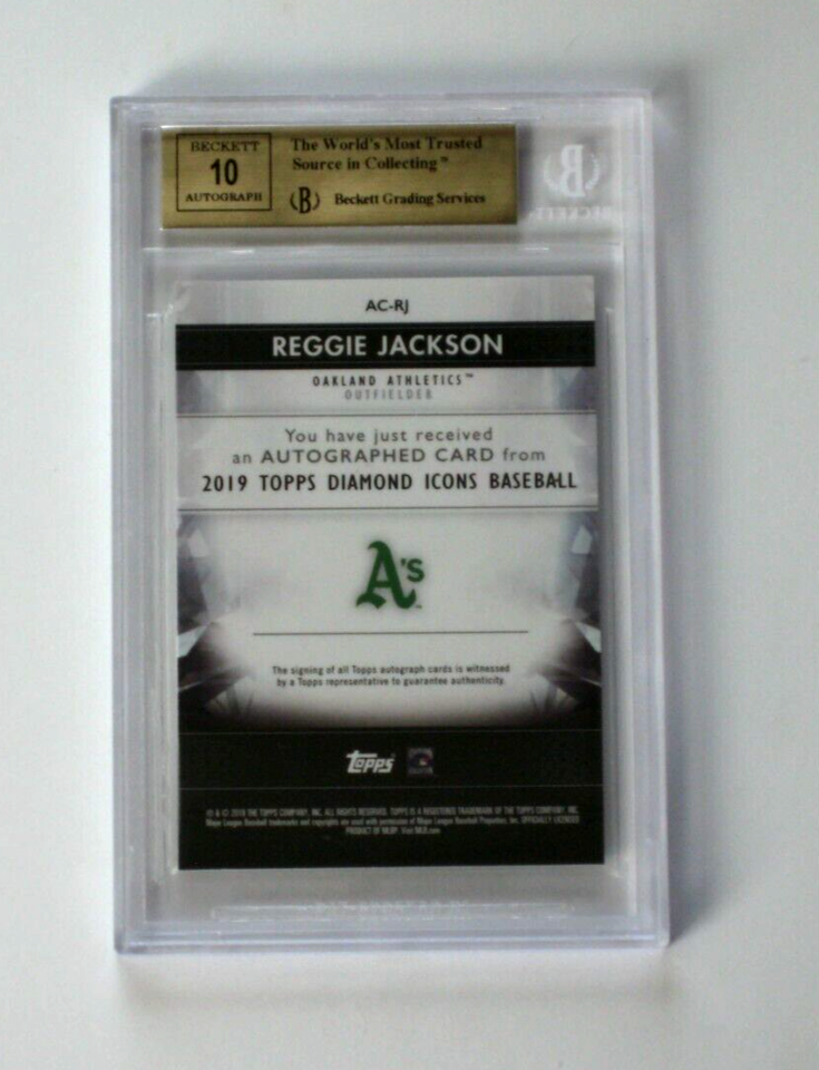 2019 Topps Diamond Icons Auto - PURPLE SSP #06/10 Reggie Jackson BGS 9. ...