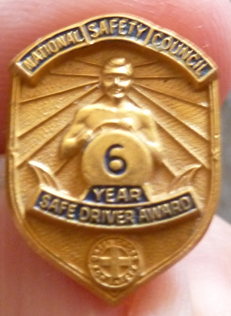 National Safety Council Safe Driving Award Screw Back Pin 6 Years 7/16 ...