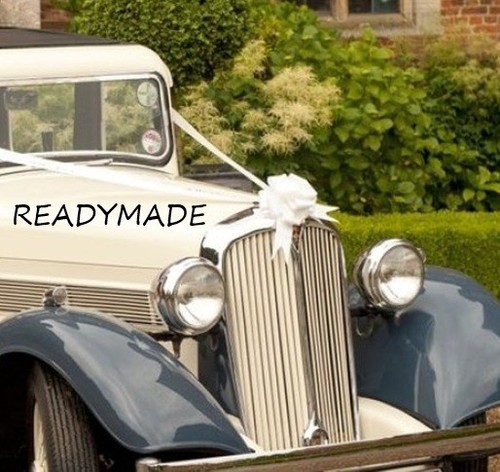 READYMADE WHITE WEDDING CAR DECORATION 3 BOWS + 8 MTRS OF RIBBON PROM ...