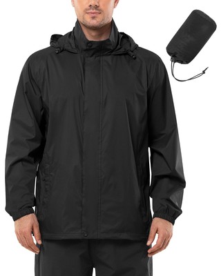 Men's Rain Jacket Waterproof Lightweight Packable Rain Shell Raincoat ...