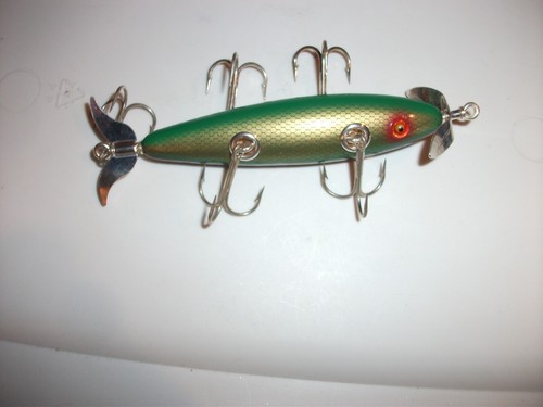Vintage Winchester 5 Hook Minnow Fishing Lure Green Scale 2003 | eBay