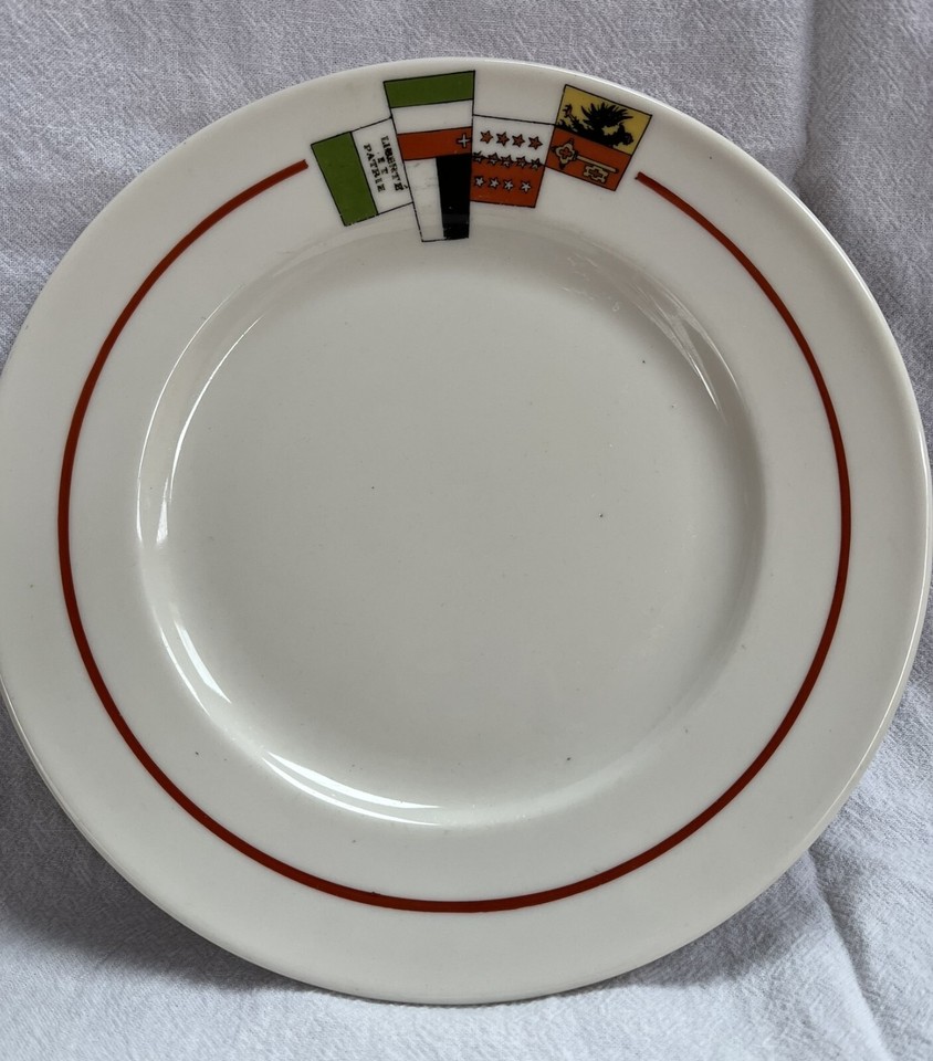 Vintage 40s Lamberton Restaurant Ware Swiss Canton Flags Top Mark Flat ...