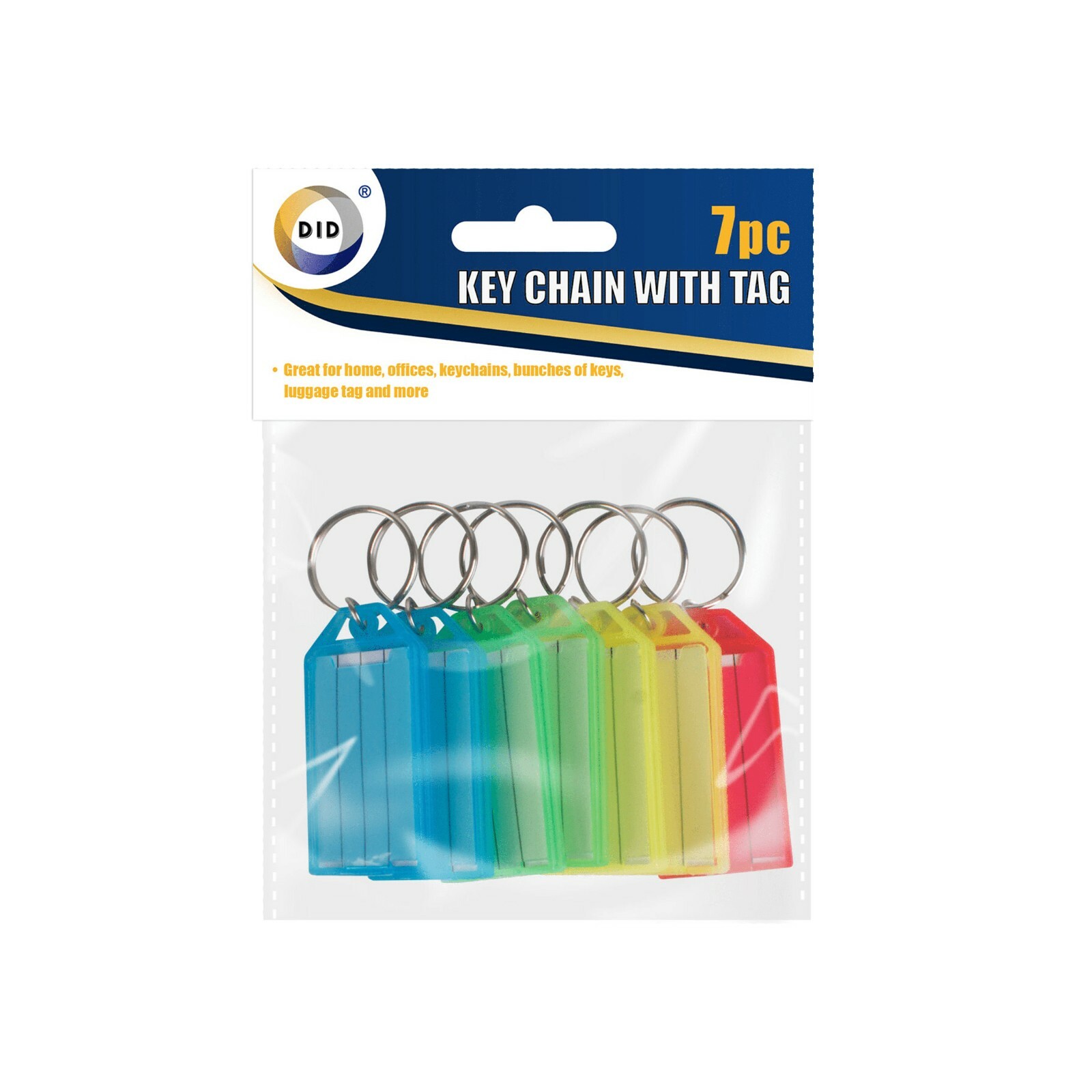 7 x Plastic Key Ring Tags Paper Inserts Home Office Room Locks Assorted ...