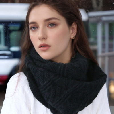 Unisex Knitted Scarf Circle Loop Scarf Neck Warmer Crochet Thick Ring ...