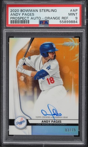 Andy Pages 2020 Bowman Sterling ORANGE REFRACTORS 03/75 RC AUTO #BSPAAP ...