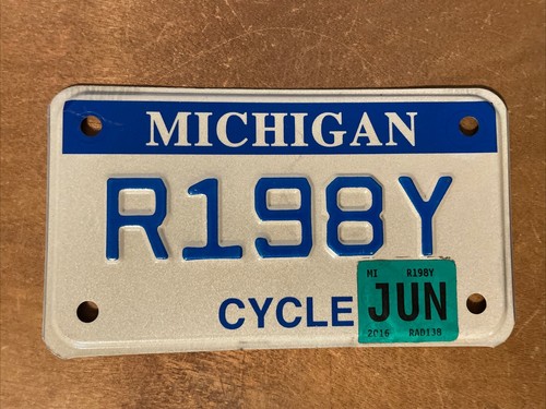 2016 Michigan License Plate Motorcycle # R198Y | eBay