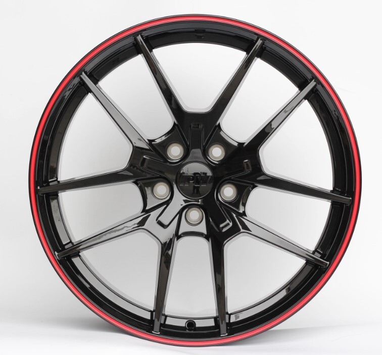 Black Red Lip Wheels 19x8.5 5x114.3 ET35 73.1 Fit Honda Accord Civic ...
