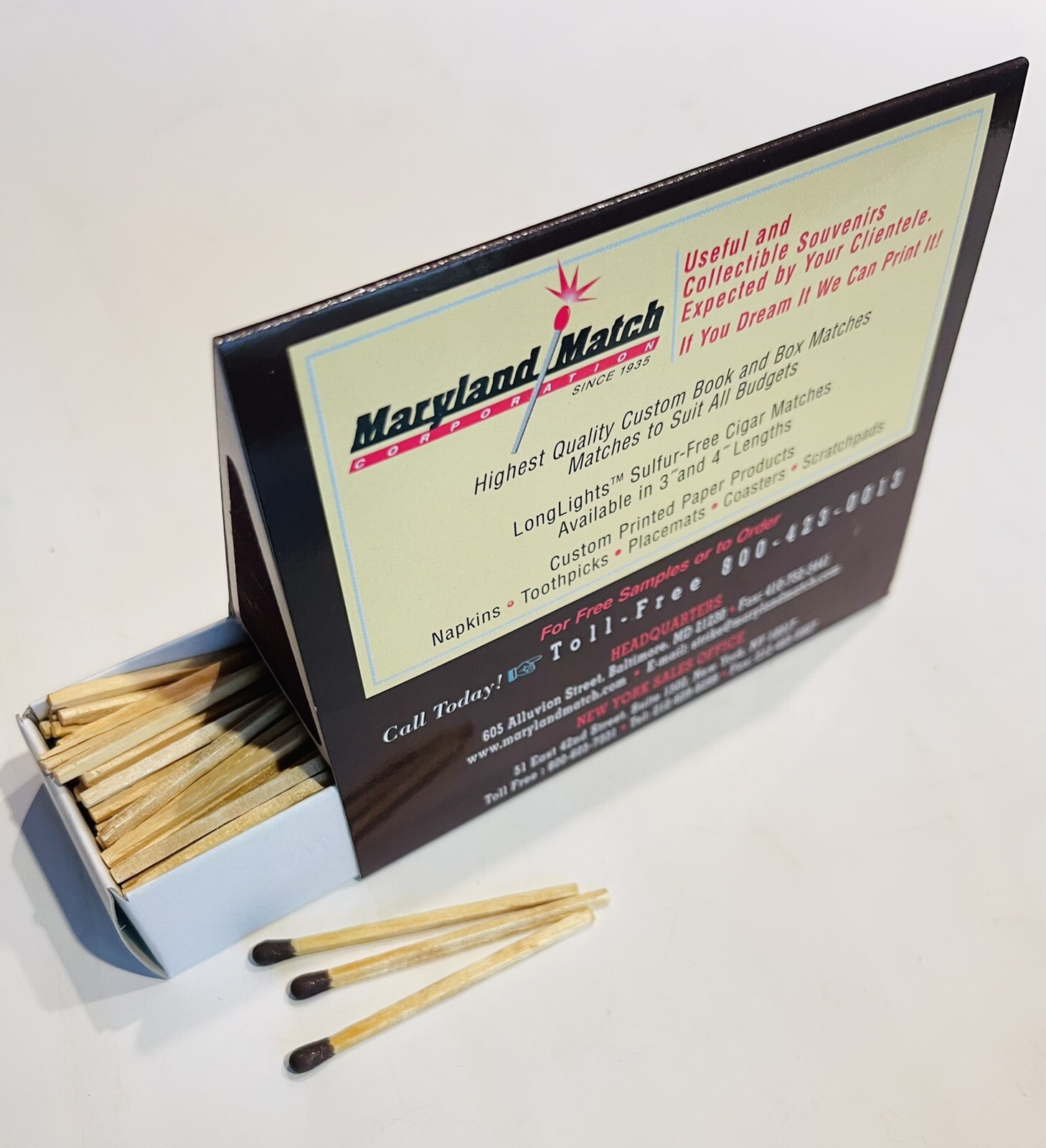 Vintage GIANT 4” LONG TENT Matchbox Branded Maryland Match w/140 Match ...