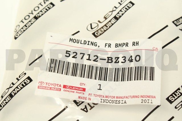 52712-bz340 Toyota Moulding FR Bumper 52712BZ340 Genuine OEM Part for ...