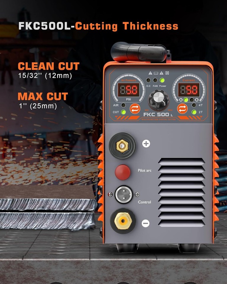 50A Plasma Cutter 220V Non Contact Low Frequency IGBT 2T/4T Max Cutting ...