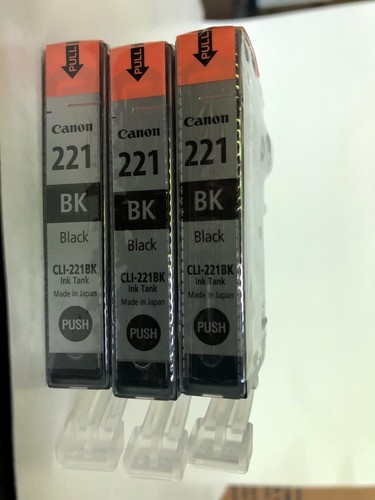 NEW Genuine Canon CLI-221 Black Ink, Quantity 3 | eBay