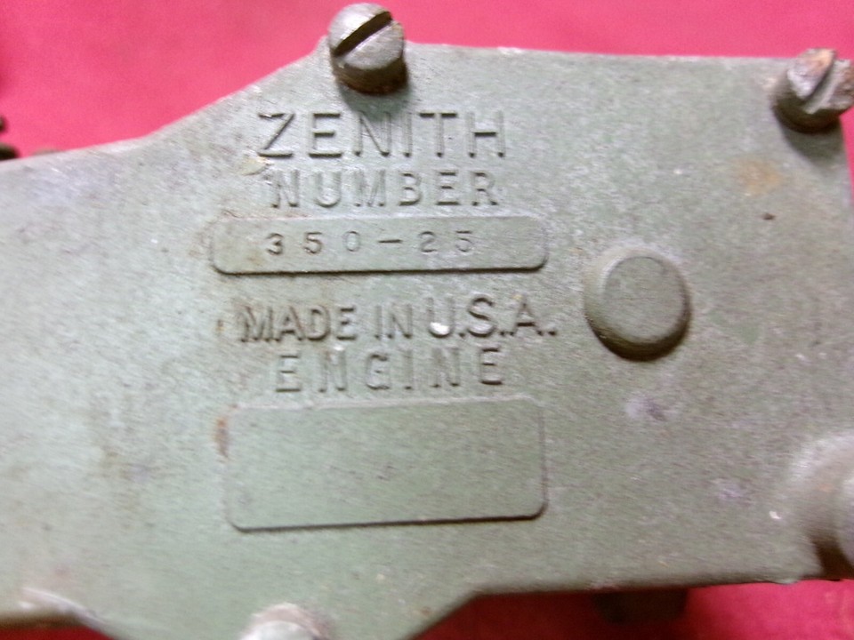 Vintage Bendix Zenith Single Barrel Carburetor 350-25 Used-Untested ...