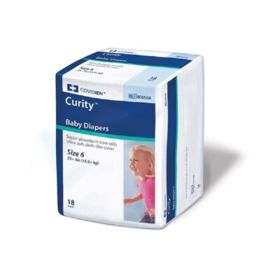 Curity Baby Diaper, Tab Closure, Size 6, Heavy Absorbency, Case of 144 ...