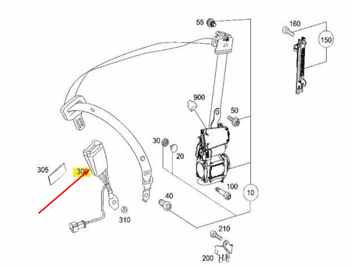 NEW MERCEDES-BENZ C-CLASS W204 FRONT LEFT SEAT BELT BUCKLE A2048602369 ...