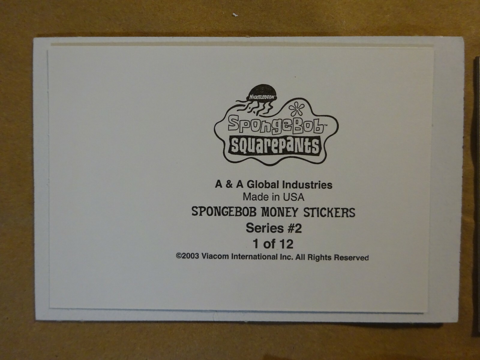 SPONGEBOB MONEY STICKERS - Vending Machine Series 2 Full Set of 12 2003 ...