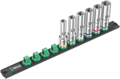 Wera 005470, Magnetic Socket Rail C Deep 1 Socket Set, 1/2" Drive, 6 ...