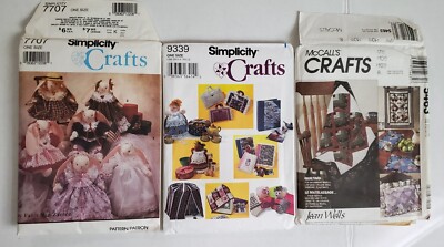 Simplicity Craft Pattern 7707 9339 Mccalls 6463 LOT 3 Bunny Book Cover ...