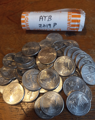 2019 America The Beautiful Quarter Roll (40 Quarter) Circulated P mint ...